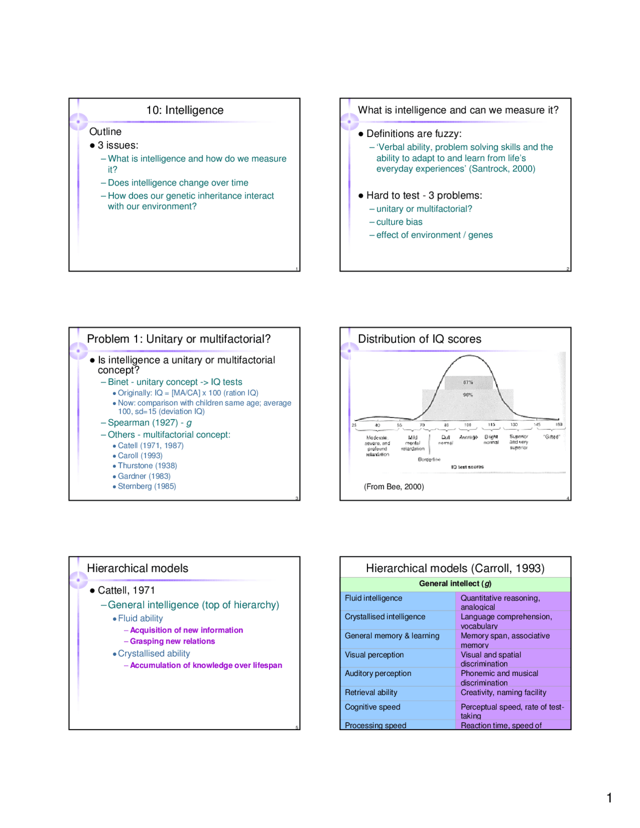 Developmental Cognition Intelligence Lecture Notes Psychology Docsity
