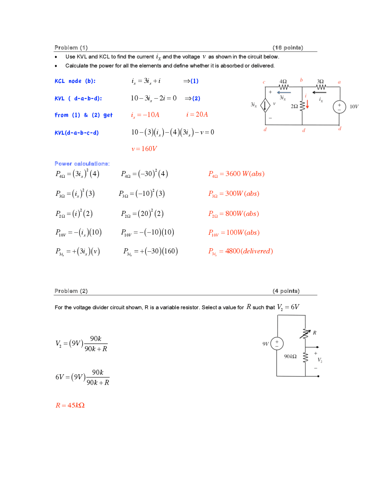 6 Solved Problems For Exam 1 Electrical Networks Eel 3004 Docsity