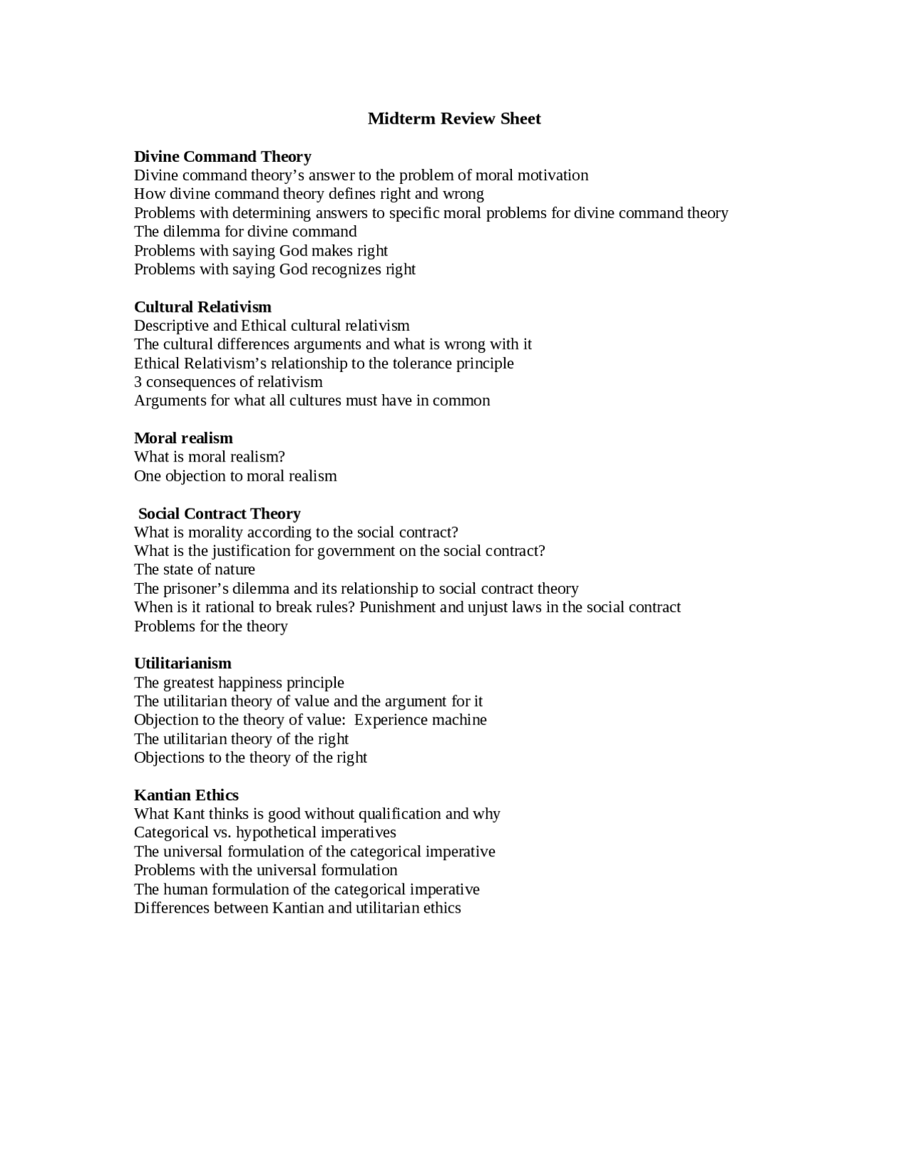 Notes On Introduction To Ethics Phi 2600 Docsity