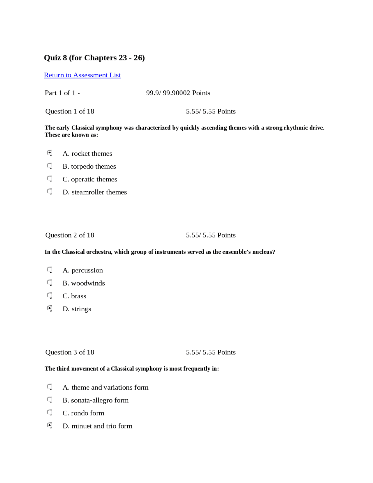Quiz 8 Mcqs To Solve Music Appreciation Mus 1104 Docsity