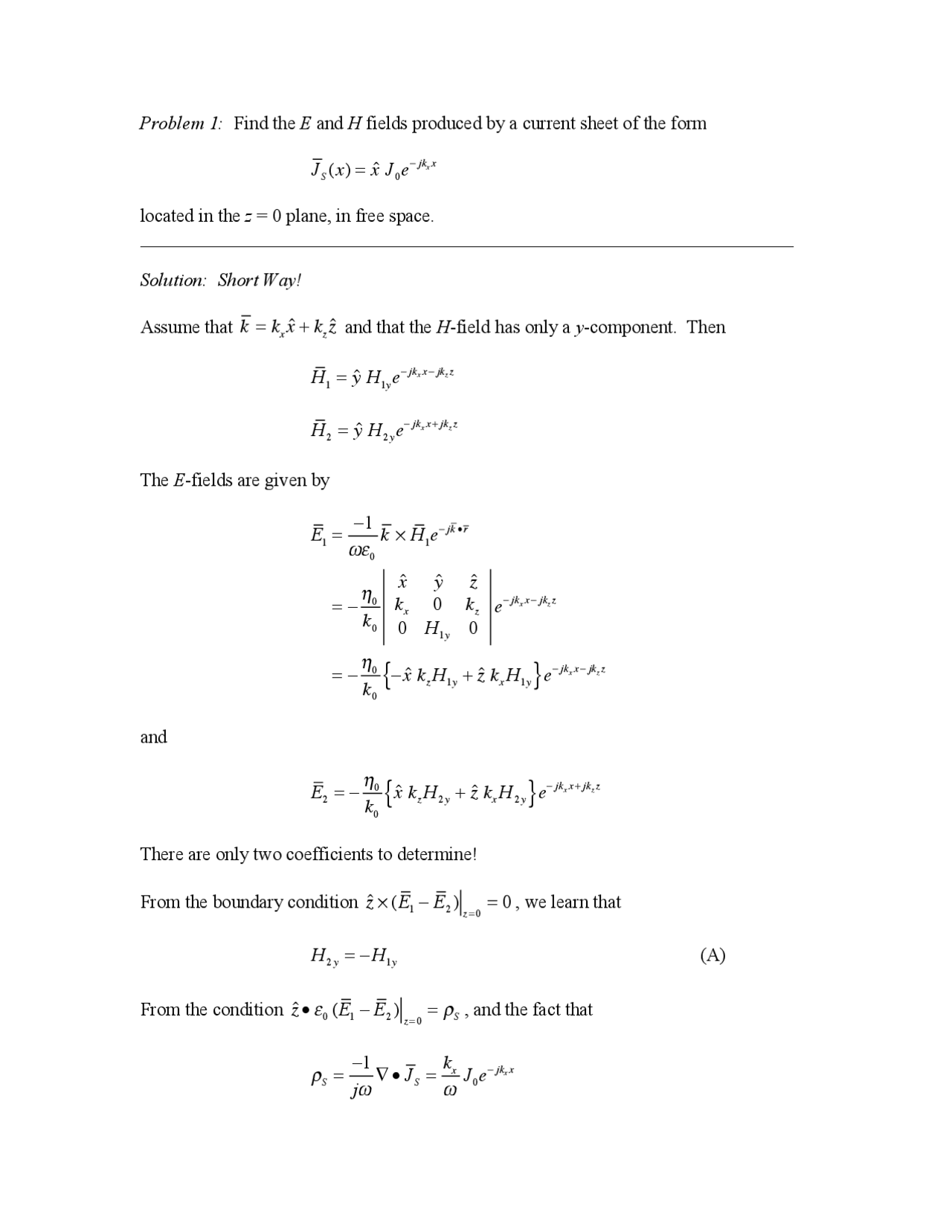 3 Solved Problems On The Boundary Conditions On Tangential Ece 6350