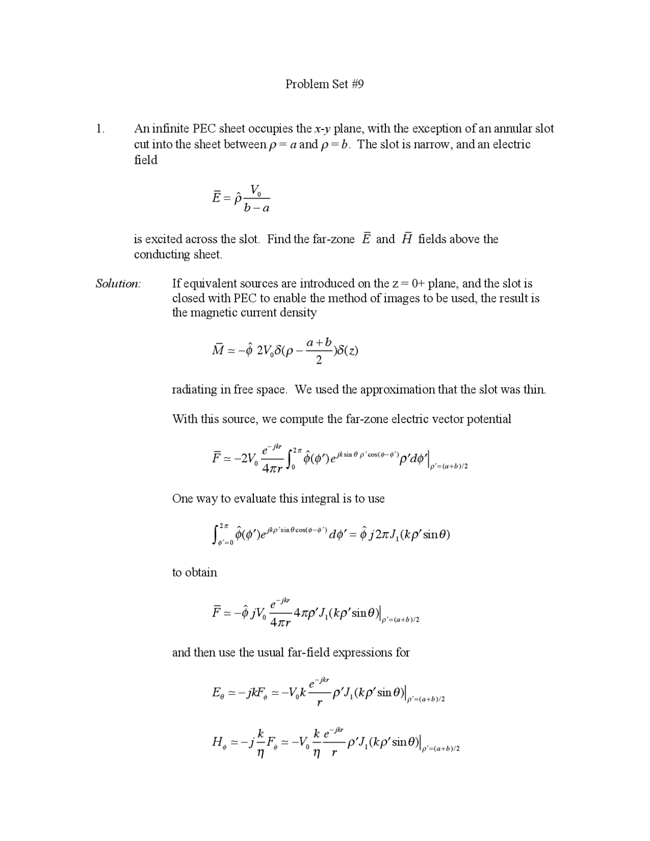 Problem Set 9 Applied Electromagnetics Ece 6350 Docsity