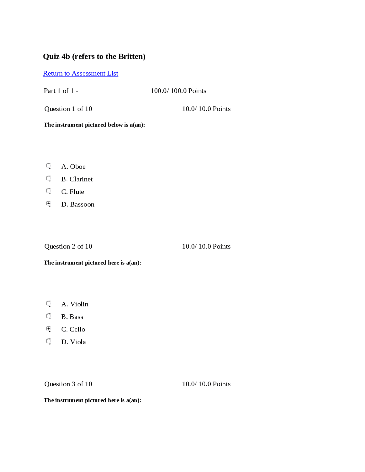 Solved Multiple Choice Quiz Music Appreciation Mus 1104 Docsity
