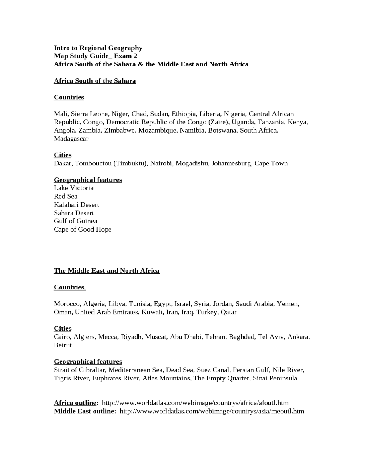 Study Guide for Exam 2 - Introduction to Regional Geography | GEOG 2000 ...