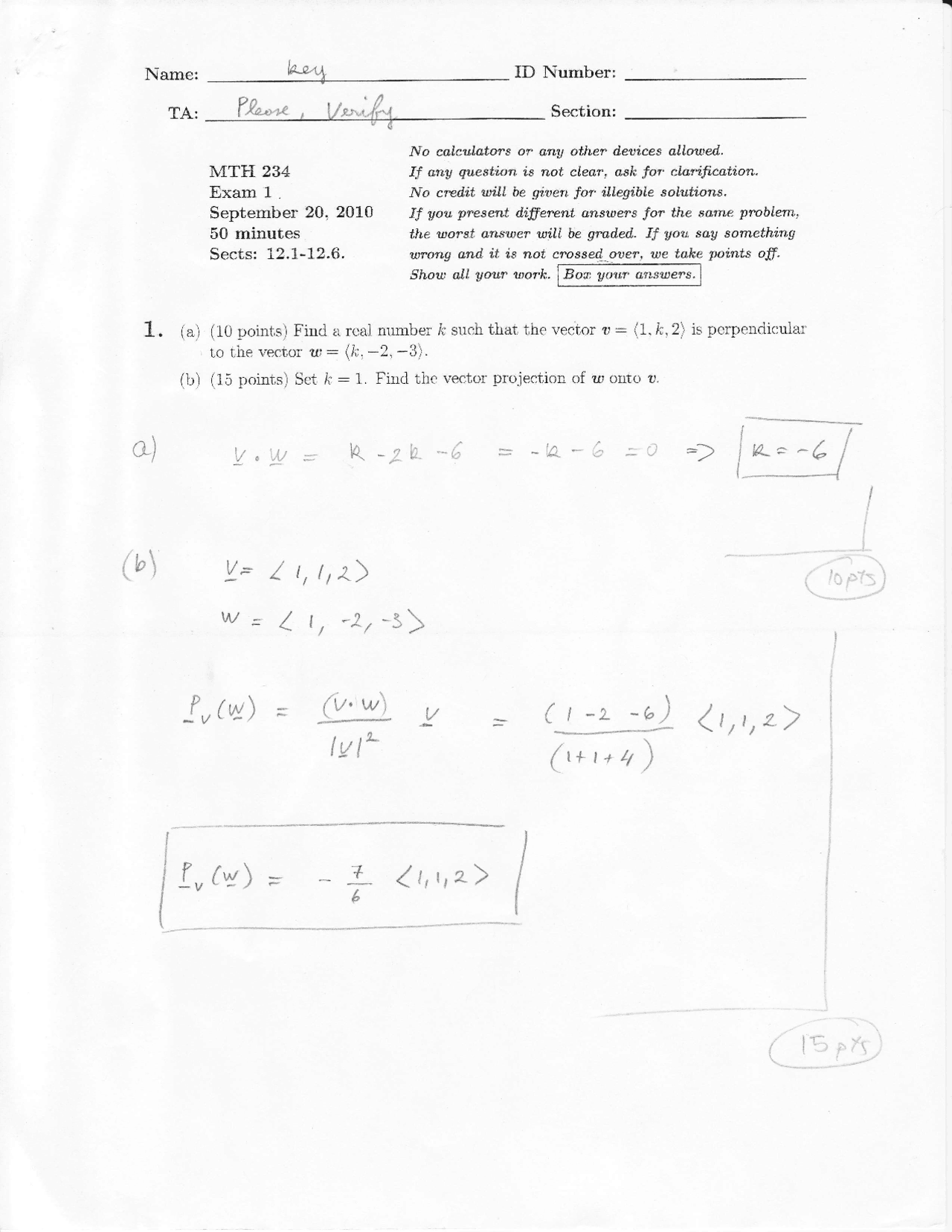 Exam 1 With Answers For Multivariable Calculus Mth 234 Docsity