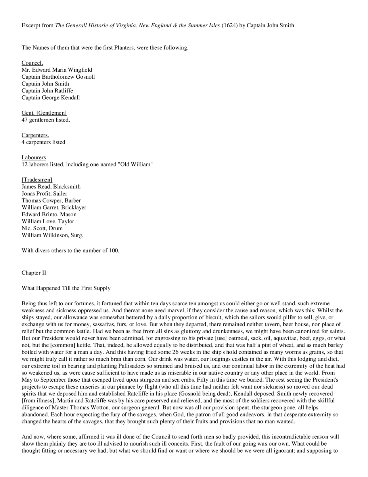 The Generall Historie of Virginia, - Lecture Notes - United Kingdom ...