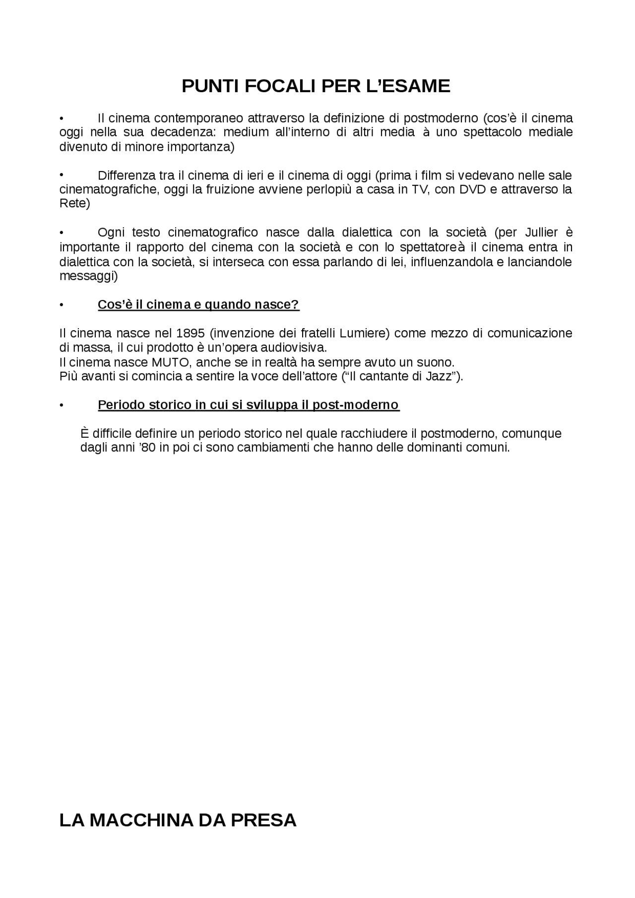 Storia Del Cinema Appunti Lezioni Prof Arcagni Docsity