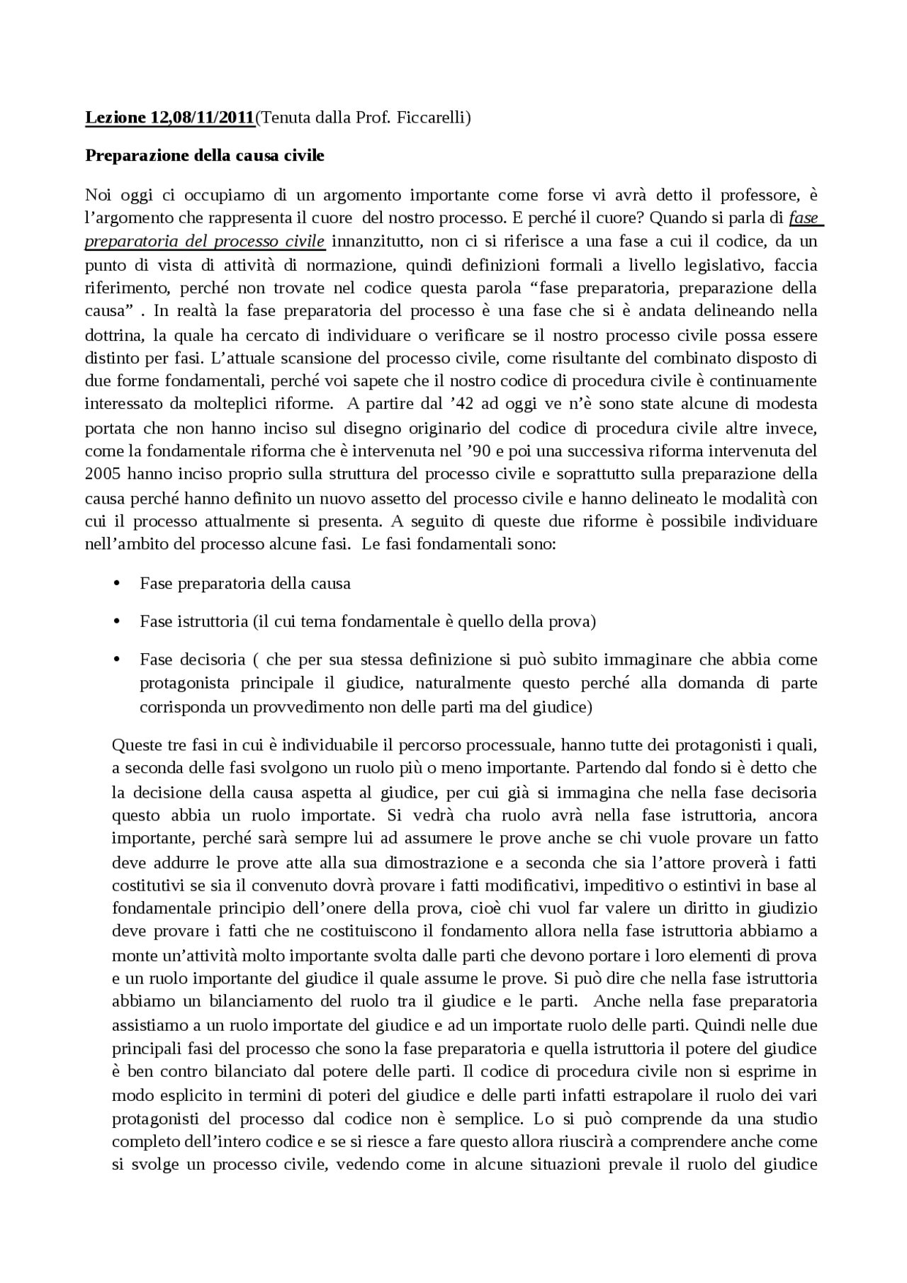 Lezioni Corso Diritto Processuale Civile Prof Scarselli Docsity