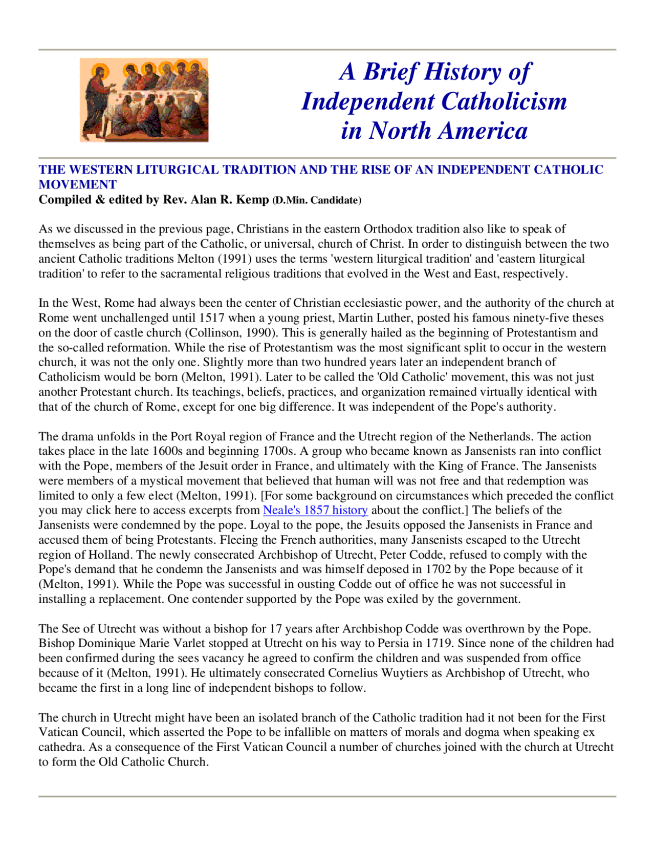 A Brief History of Independent Catholicism in North America - Docsity