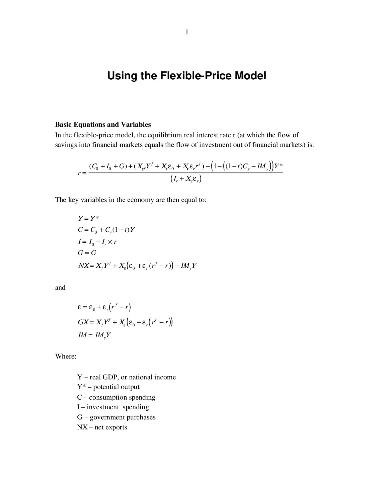 Introduction to Macroeconomics -Flexprice Model Notes-Sociology - Docsity
