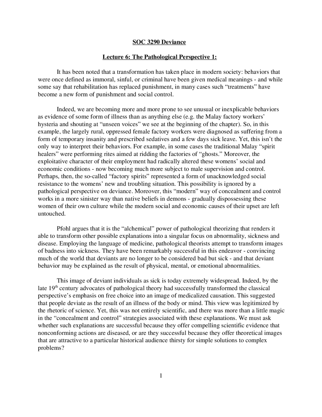 Deviance Lecturenotes 6 Sociology Docsity