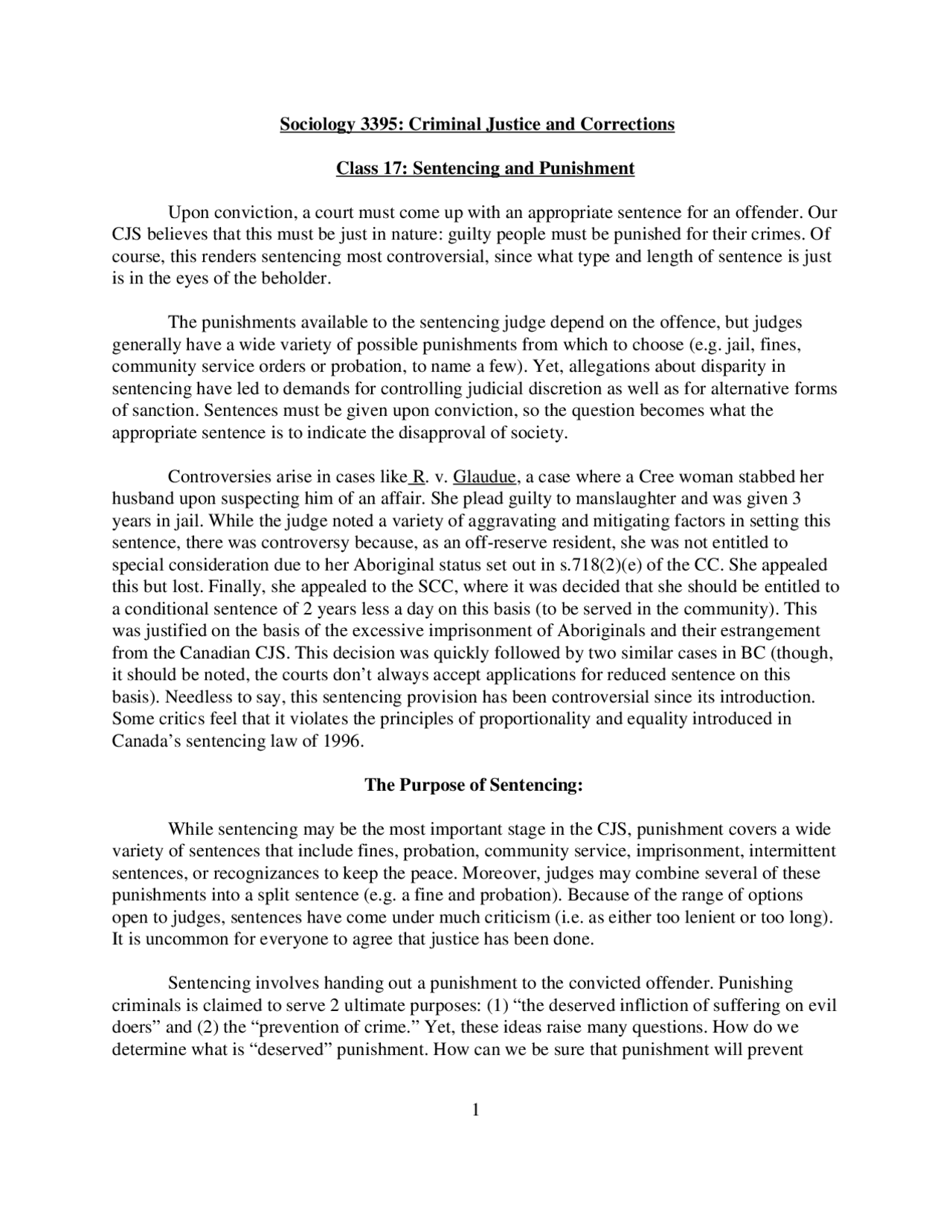 Criminal Justice And Corrections Lecture Notes 17 Sociology Docsity