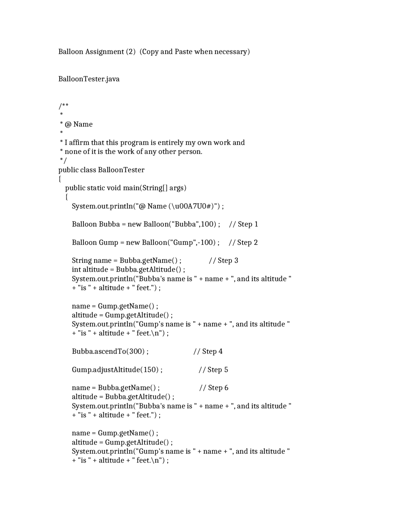 Programming I Notes For Assignment 2 Cop 2210 Docsity