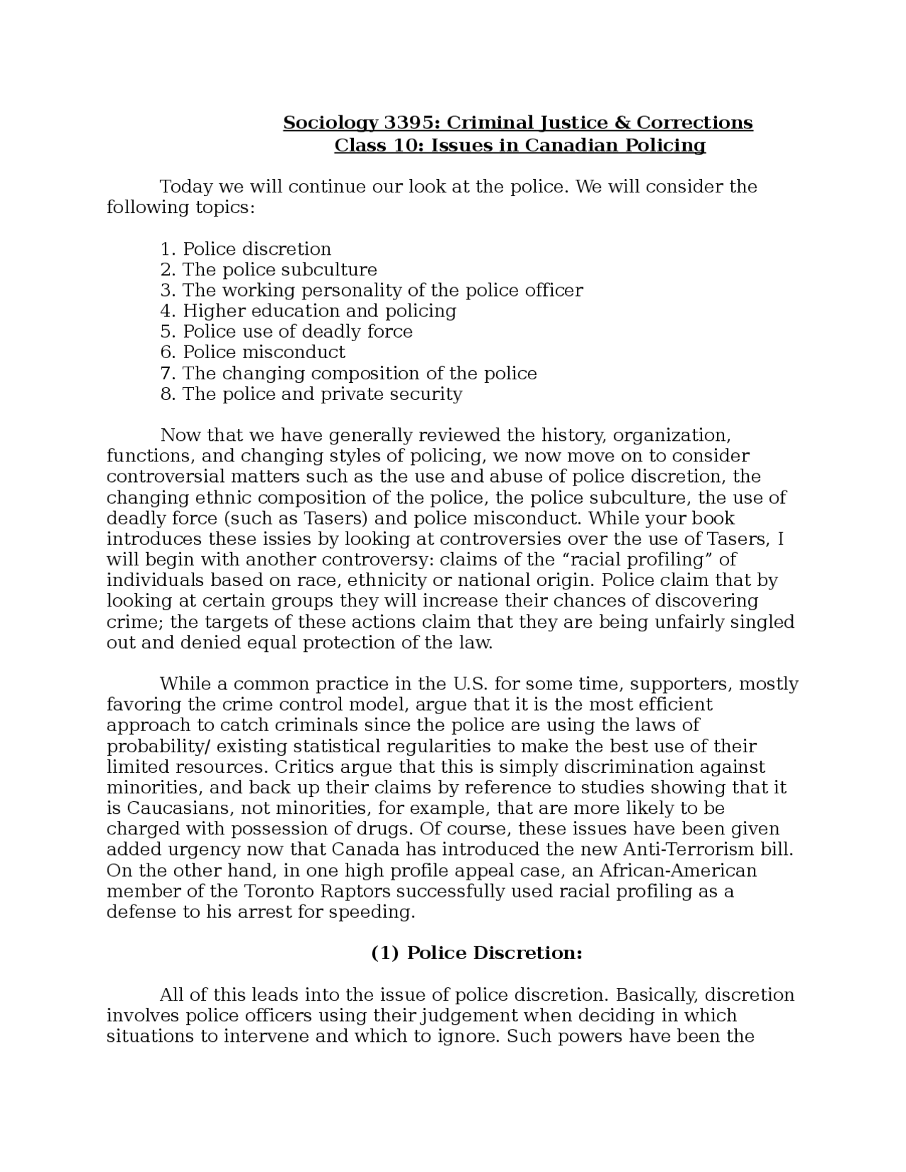 Criminal Justice And Corrections Lecture Notes 10 Sociology Docsity