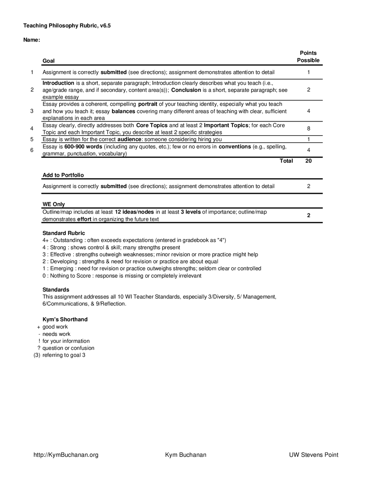 Rubric teaching philosophy - Essay - United Kingdom Philosophy - Kym ...