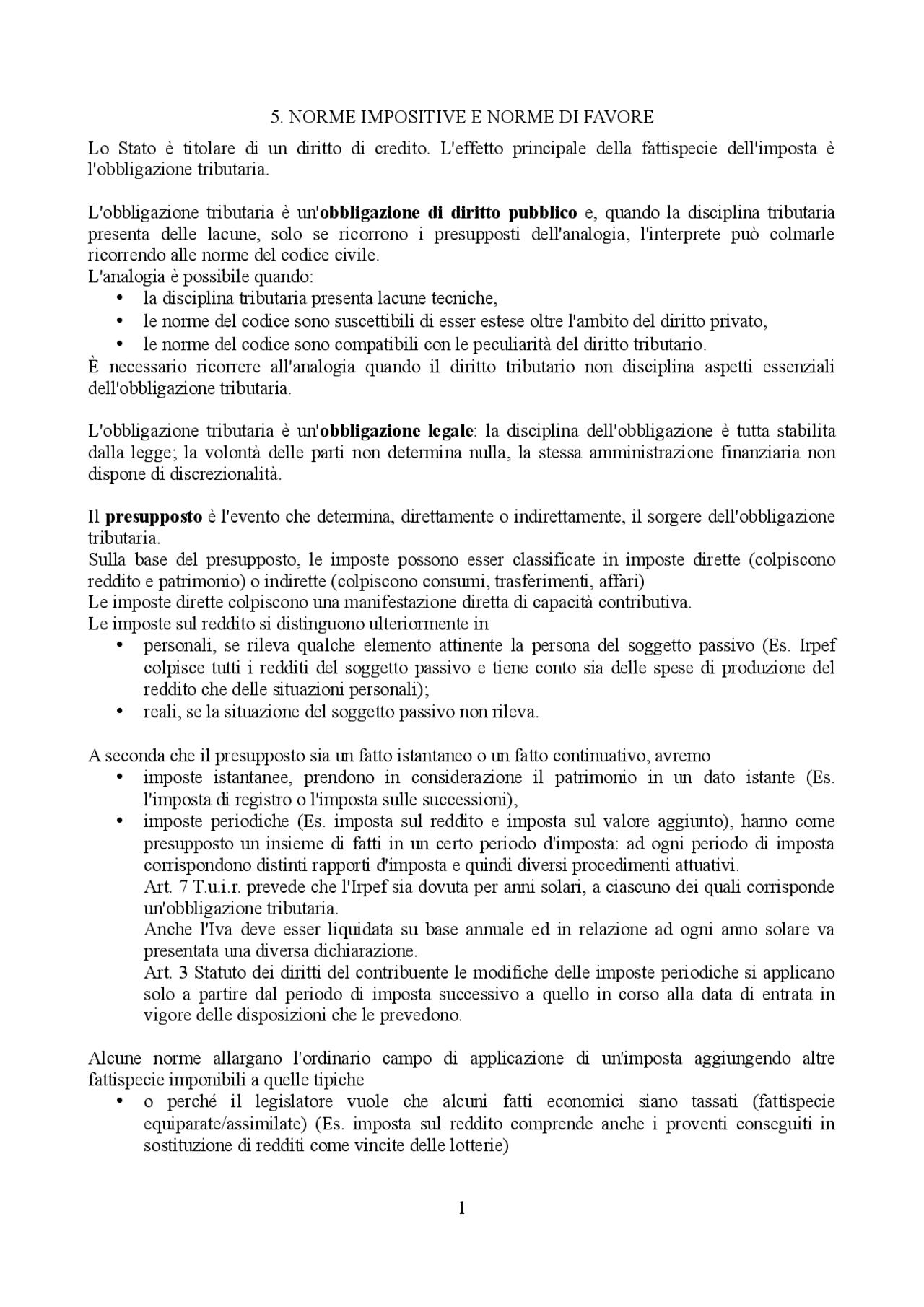Riassunto Compendio Di Diritto Tributario Tesauro 4°ed 2010 Cap5