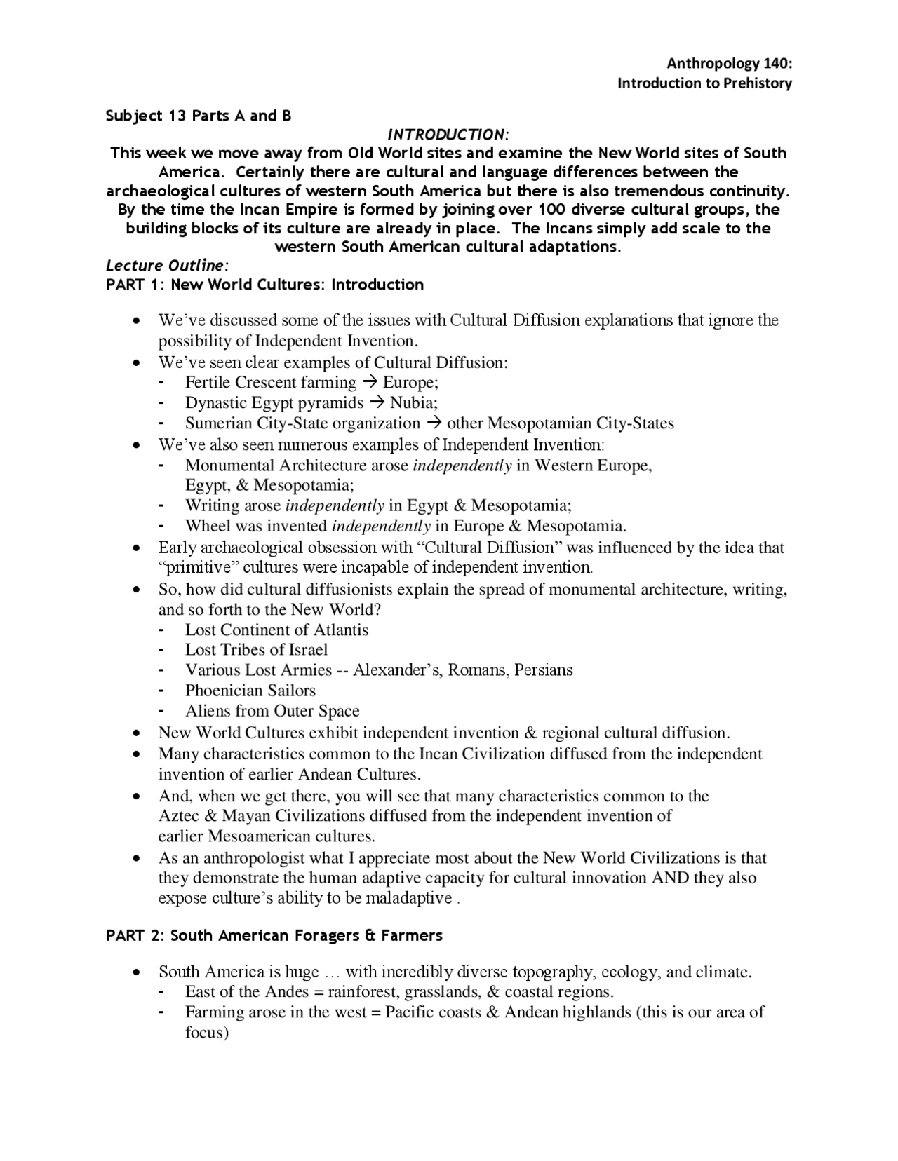 Section 3 Notes Introduction To Prehistory Notes Anth 140 Docsity
