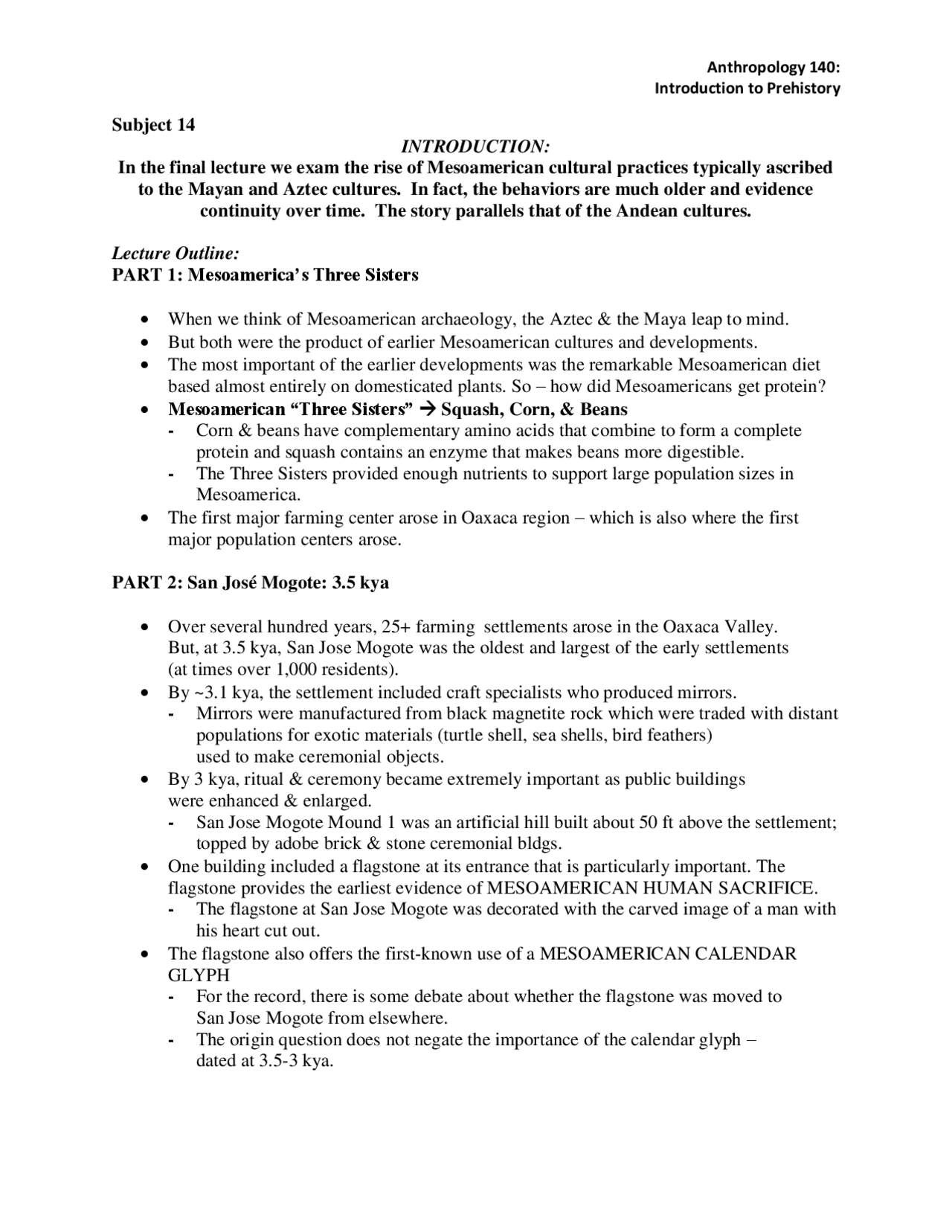 Section 3 Notes Introduction To Prehistory Anth 140 Docsity