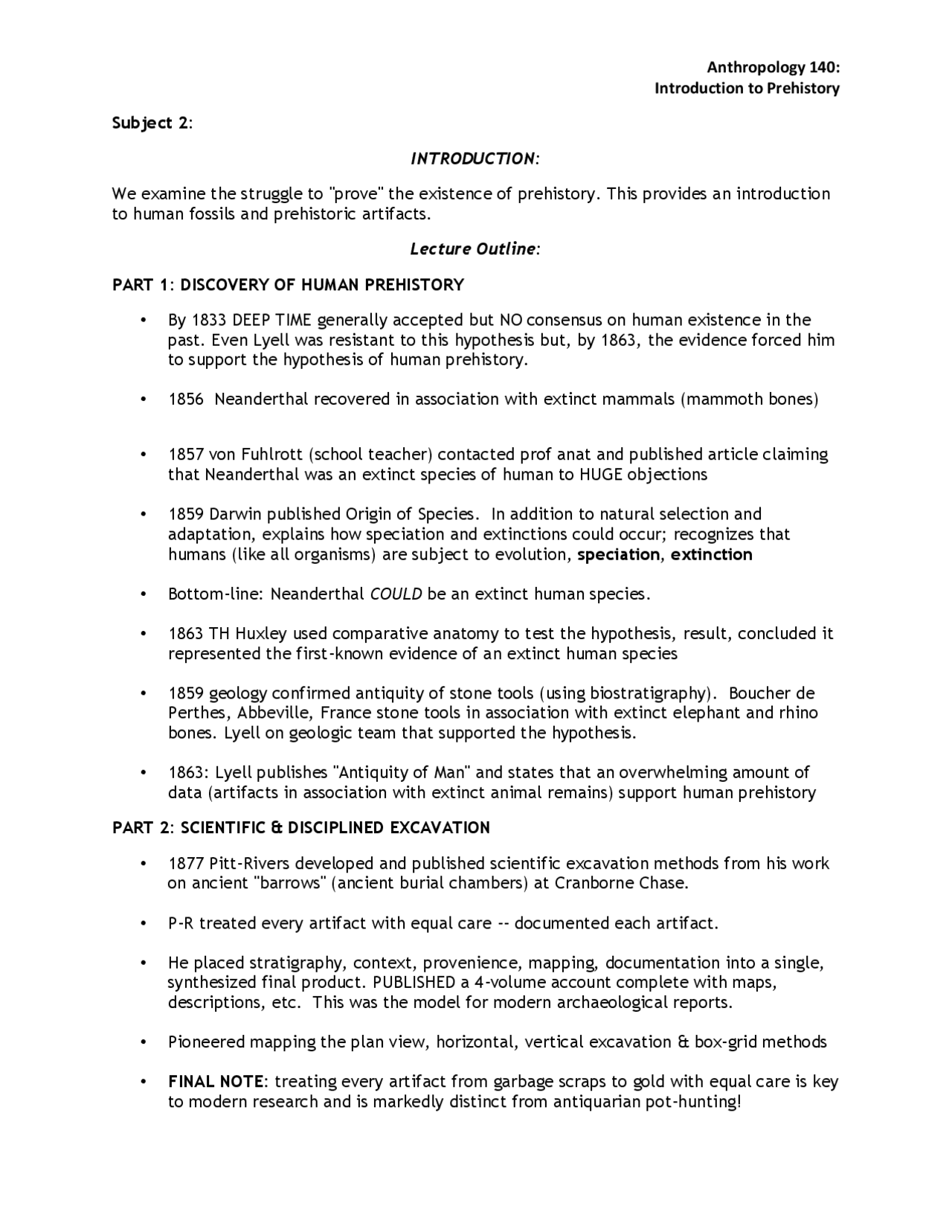 Notes- Discovery of Human Prehistory | Introduction to Prehistory ...