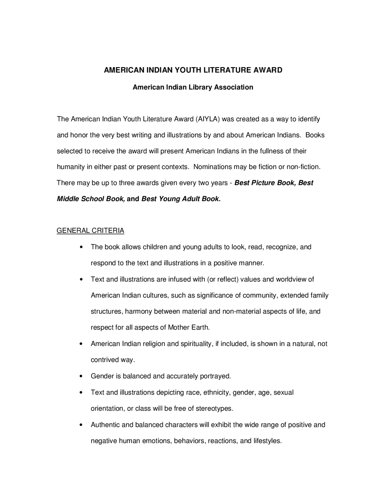 American Indian Youth Literature Award - Lecture Notes - indian ...