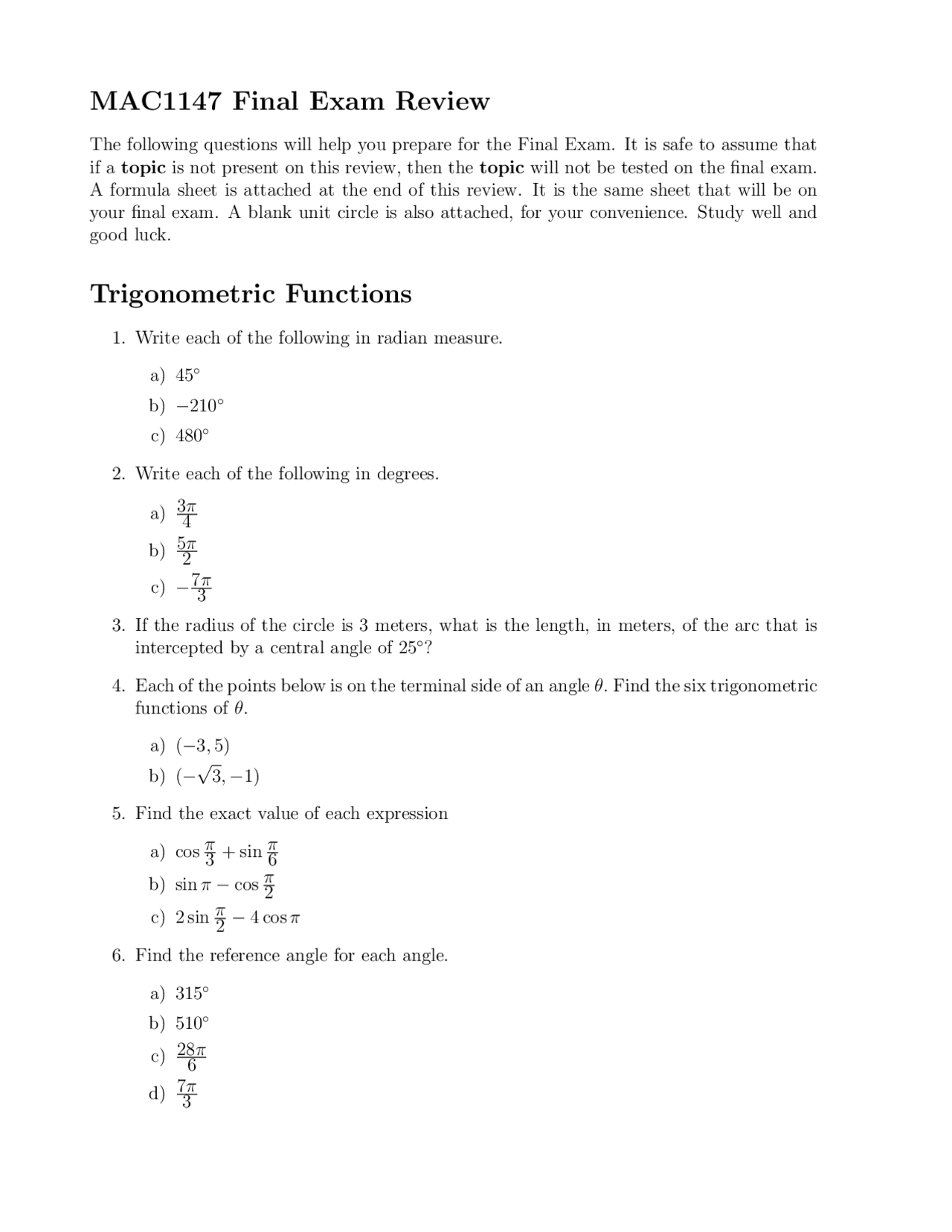 7 Solved Questions On Trigonometric Equations Final Exam Mac 1147