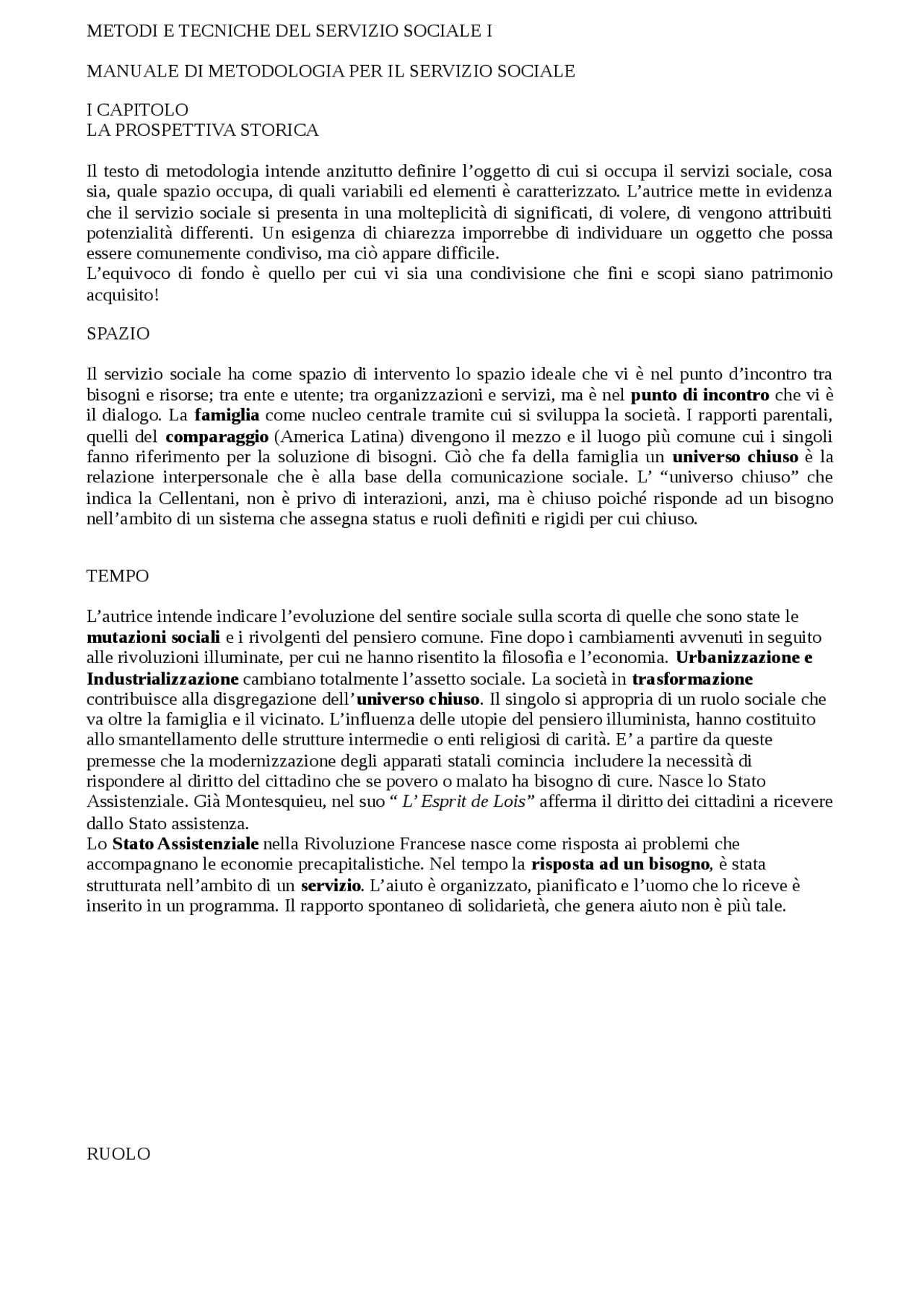 Metodi E Tecniche Del Servizio Sociale I Docsity