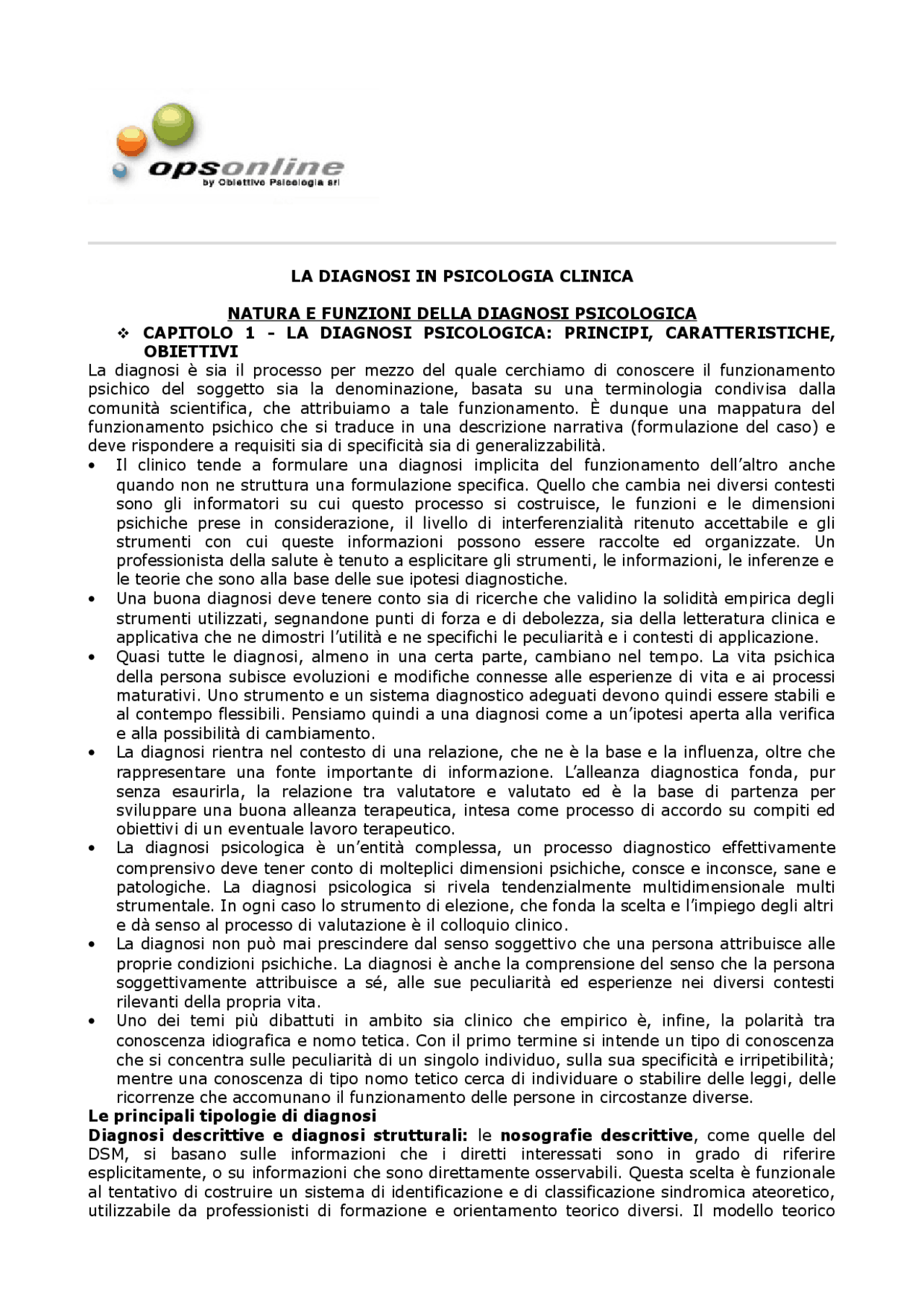 Teorie E Tecniche Del Colloquio Psicologico Caretti Docsity