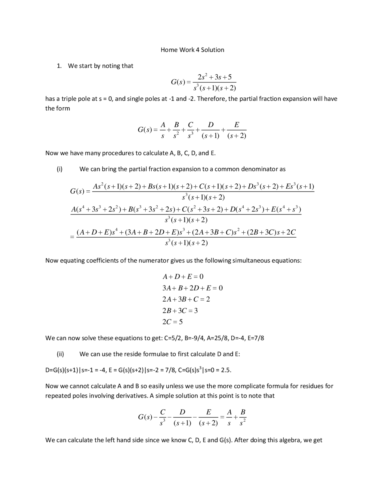 Homework 4 Solution Analytical Methods Eel 3105 Docsity