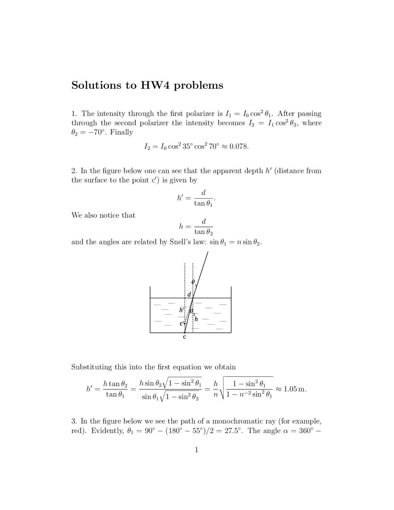Homework 4 Solutions General Physics With Calculus Iii Ph 113 Docsity