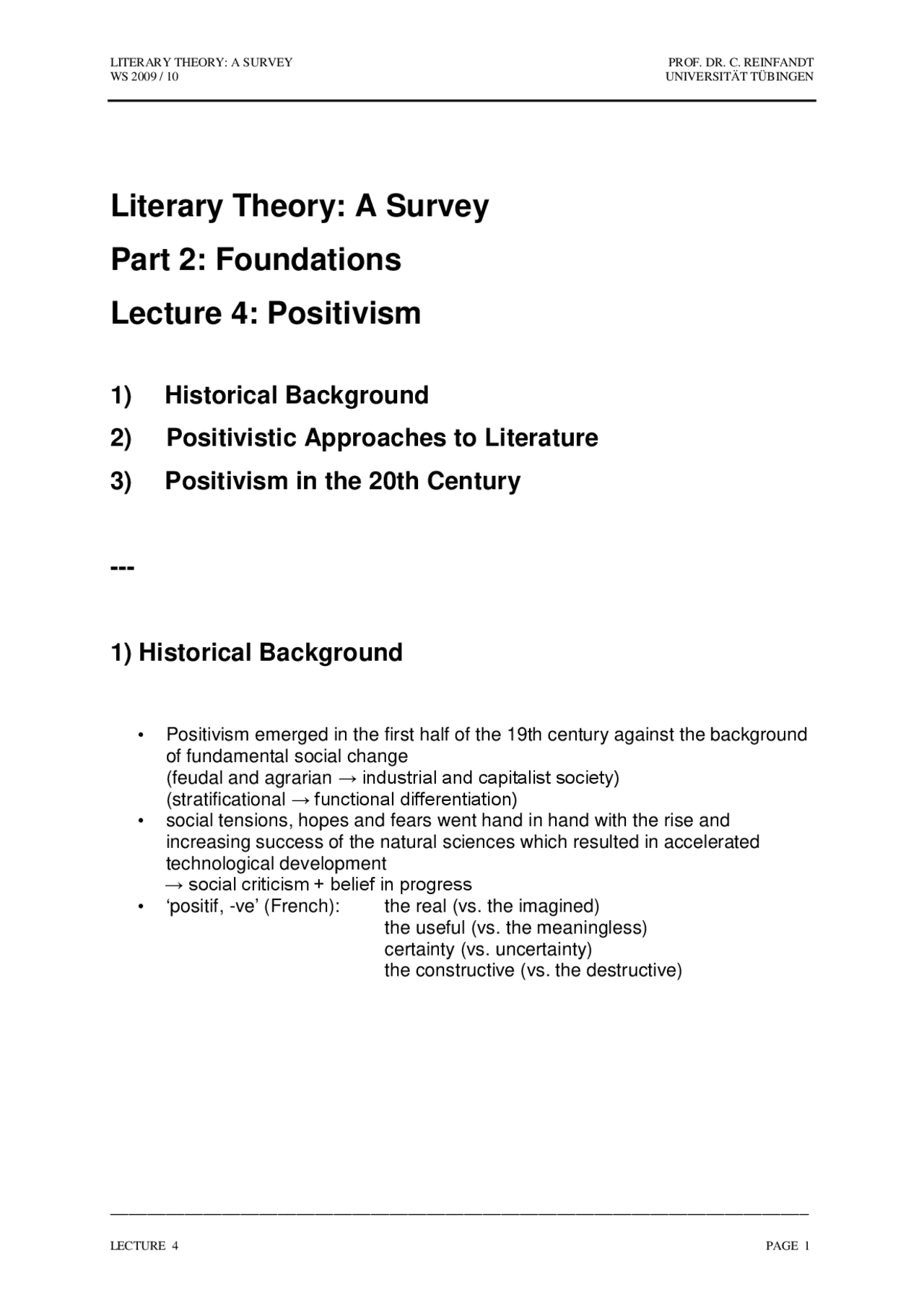 Literary Theory-Lecture 04 Notes-Literature - Docsity