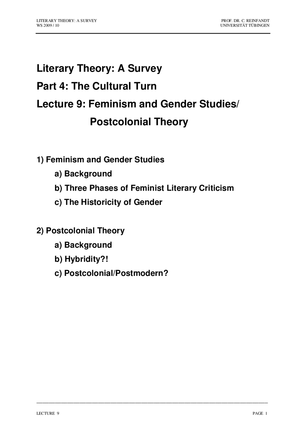 Literary Theory-Lecture 09 Notes-Literature | Study notes Literary ...