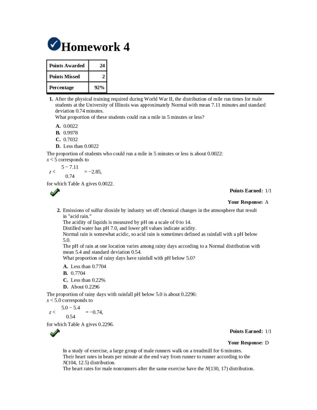 22 Questions in Statistics - Homework 4 | STAT 2231 | Study notes ...