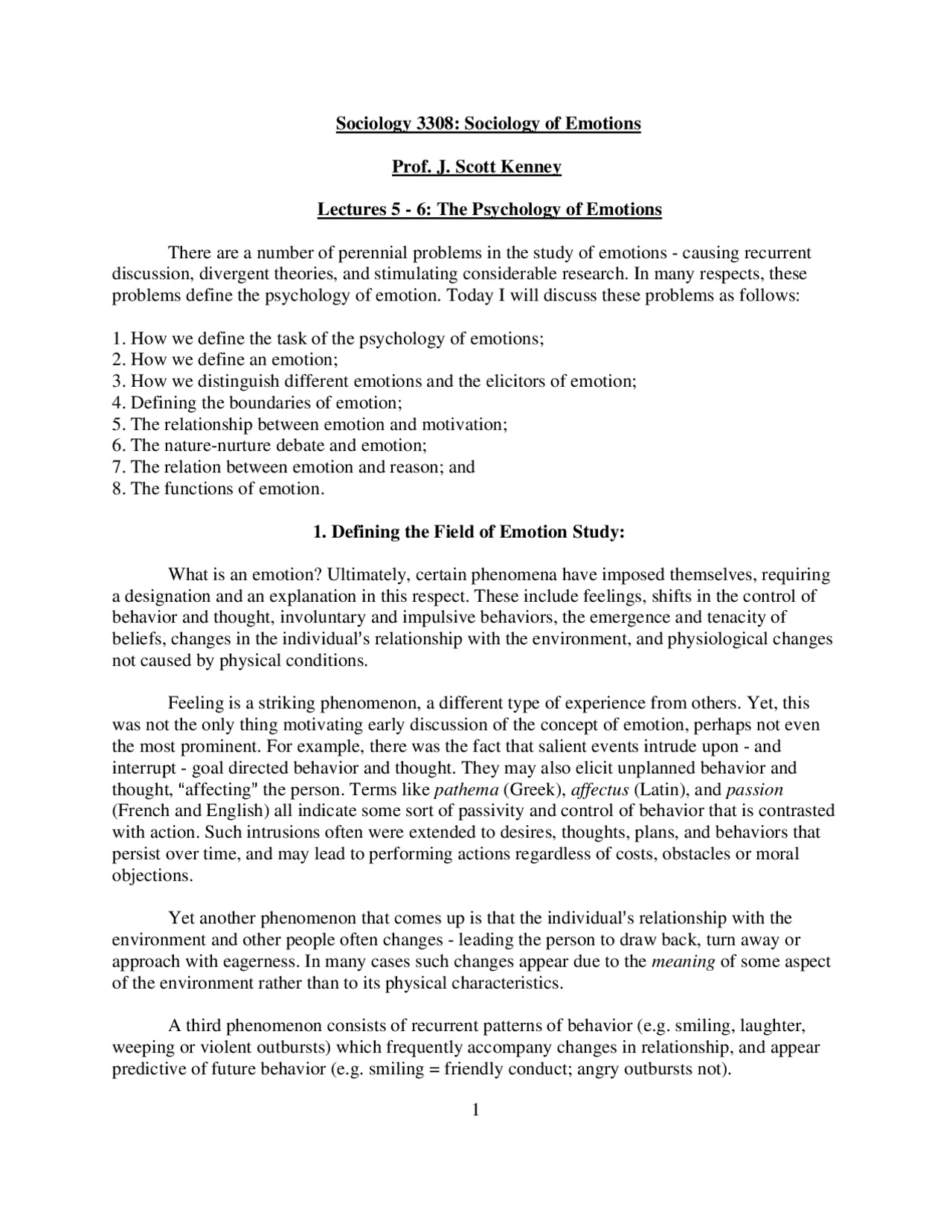 Sociology Of Emotions Lecture Notes 5 6 Sociology Docsity