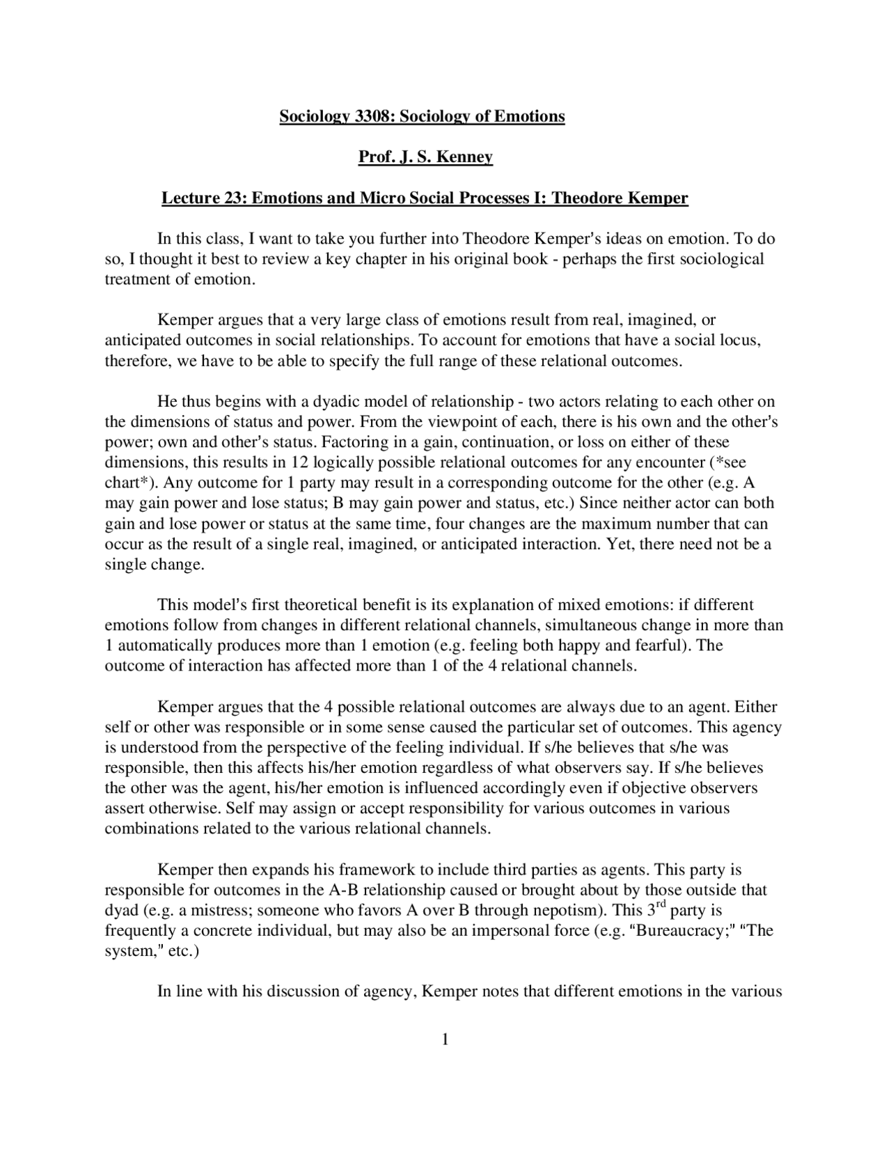 Sociology Of Emotions Lecture Notes 23 Sociology Docsity