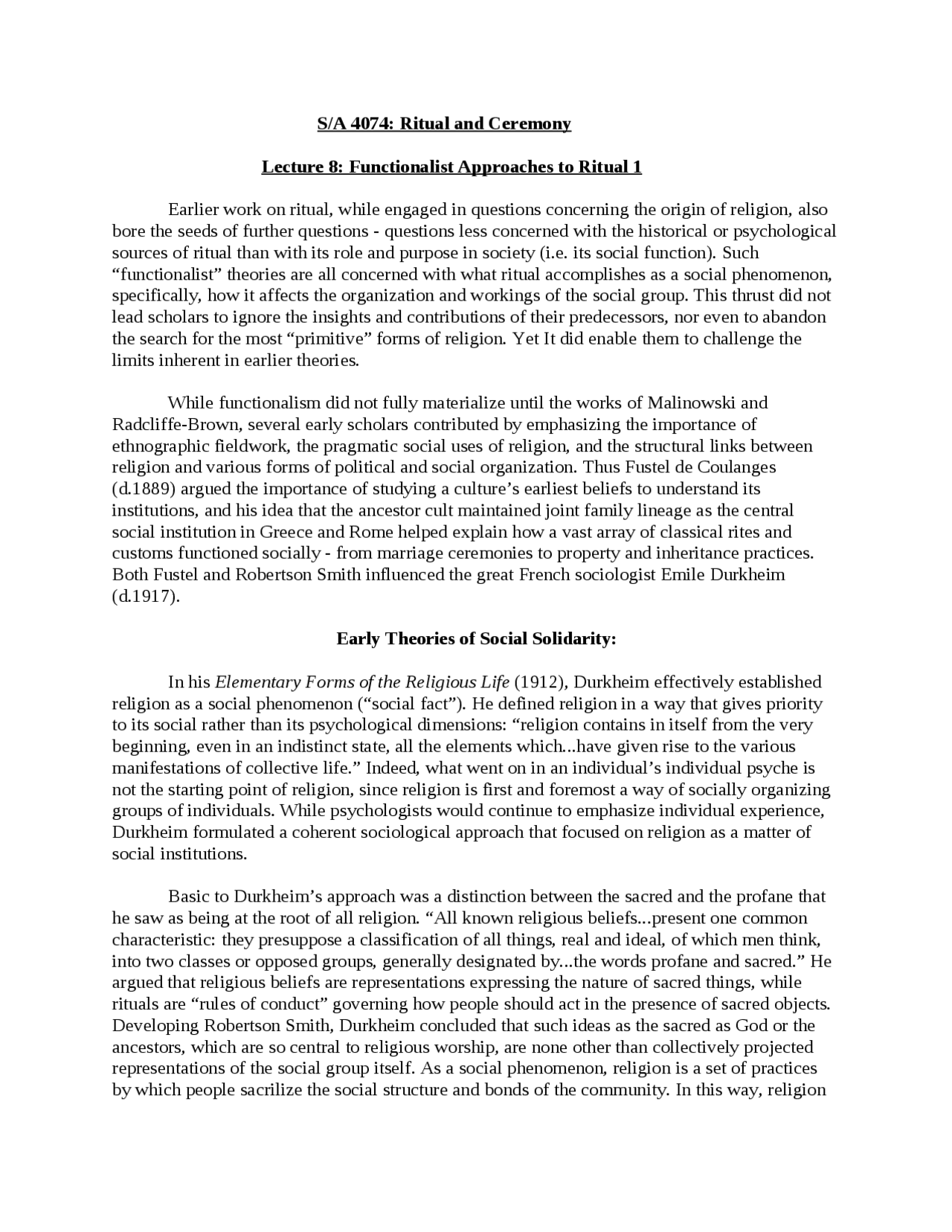 Understanding the Social Role of Rituals & Religion: Functionalist ...