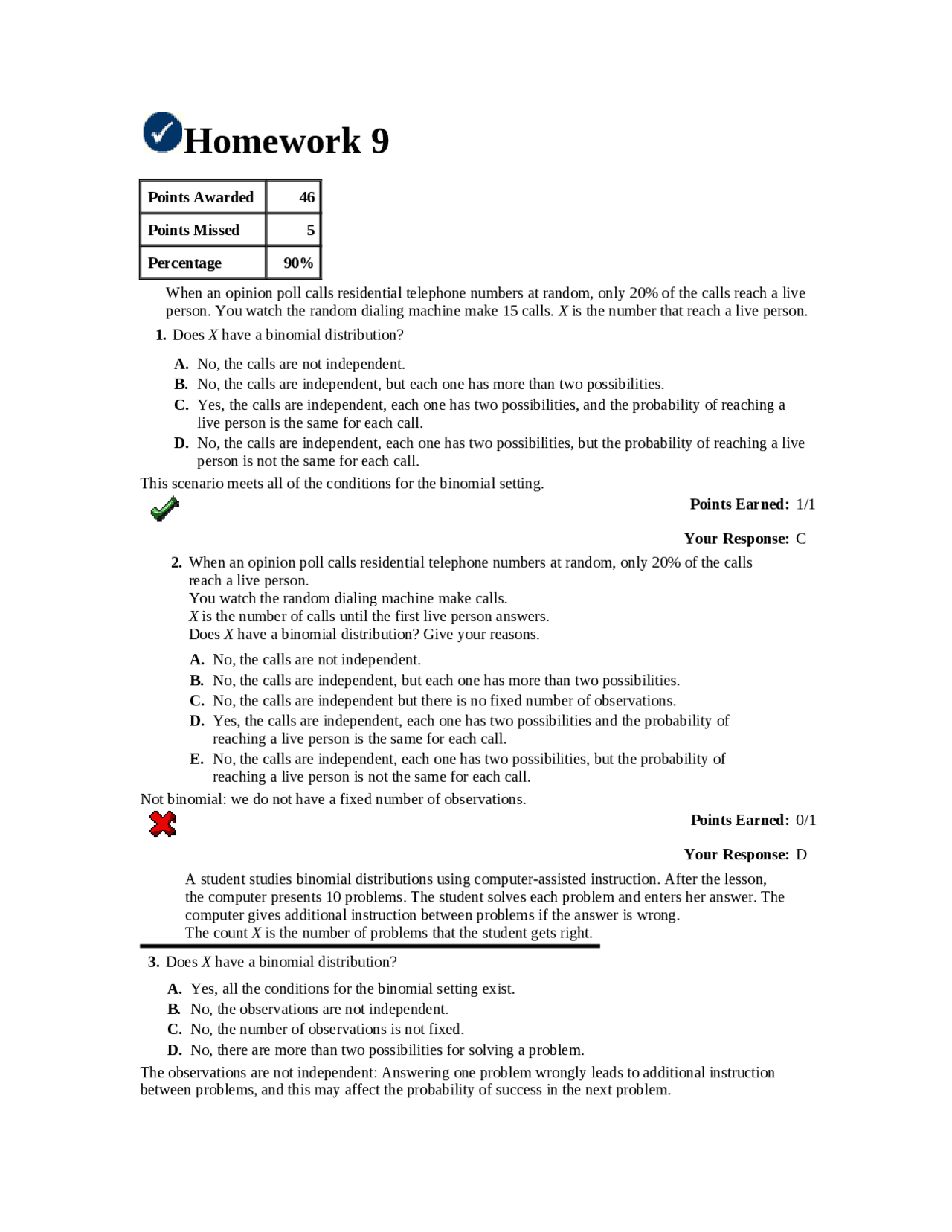 Solved 51 Multiple Choice Questions Of Introduction To Statistics I Stat 2231 Docsity