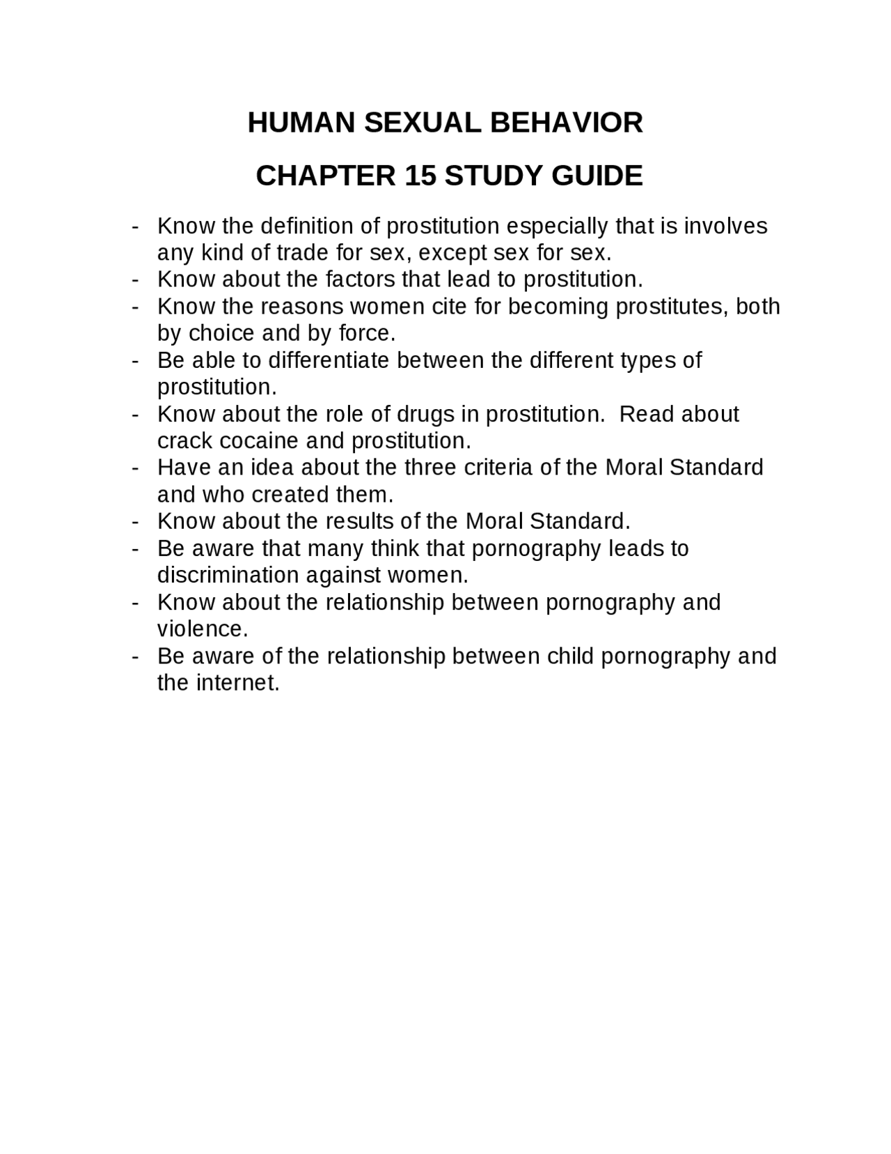 Definition of Prostitution - Study Guide - Human Sexual Behavior | PSY ...
