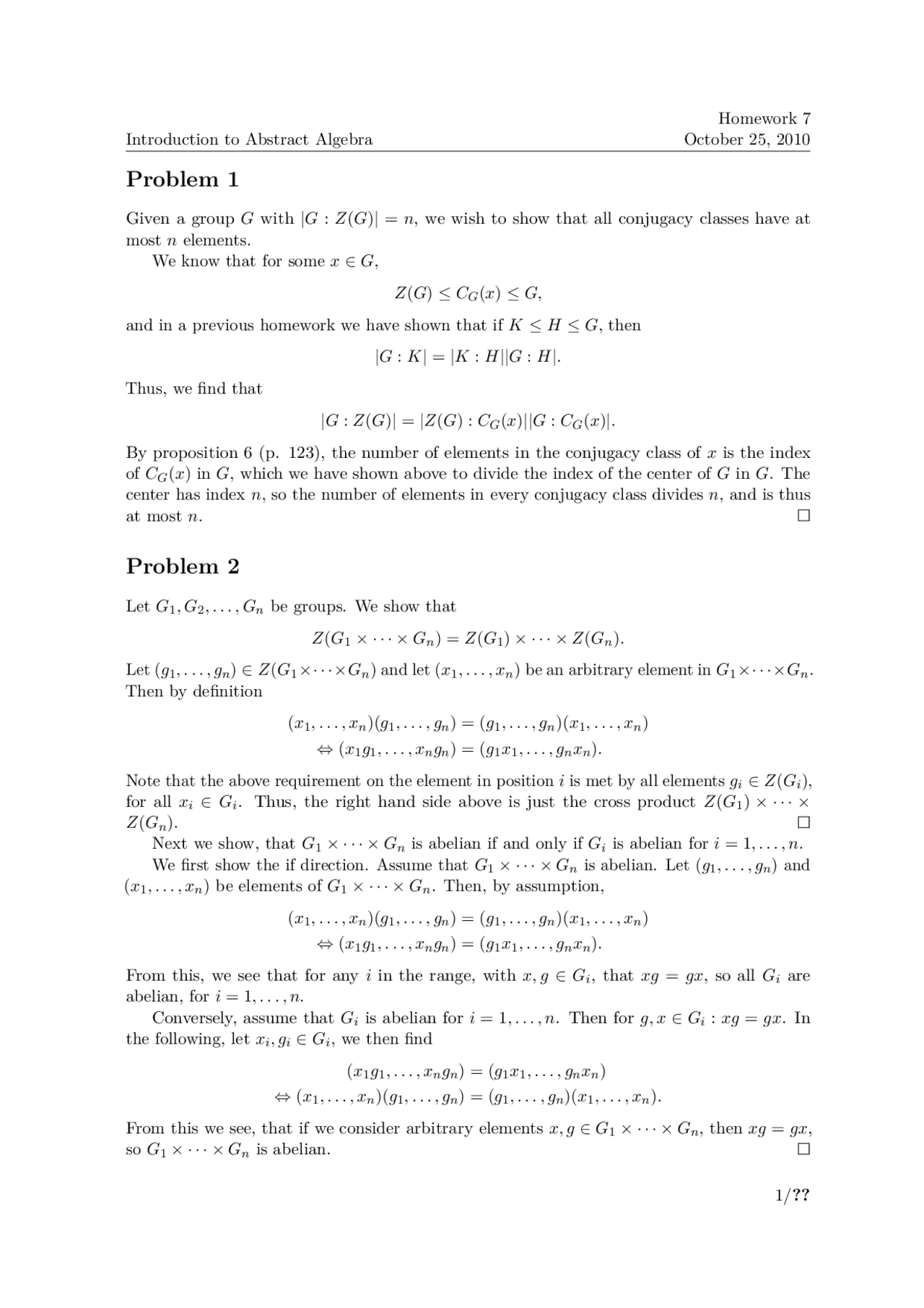 Homework 7 With Solutions Abstract Algebra I Mat 653 Docsity