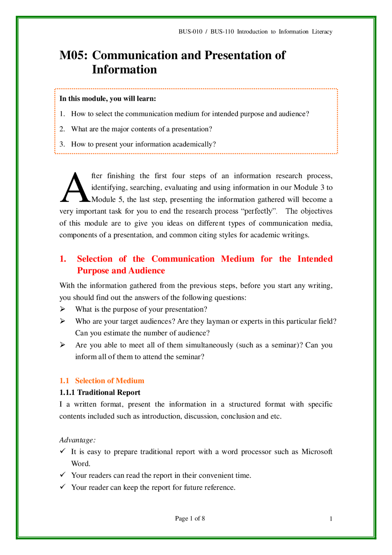 Introduction To Information Literacy Lecture 05 Notes Literature Docsity