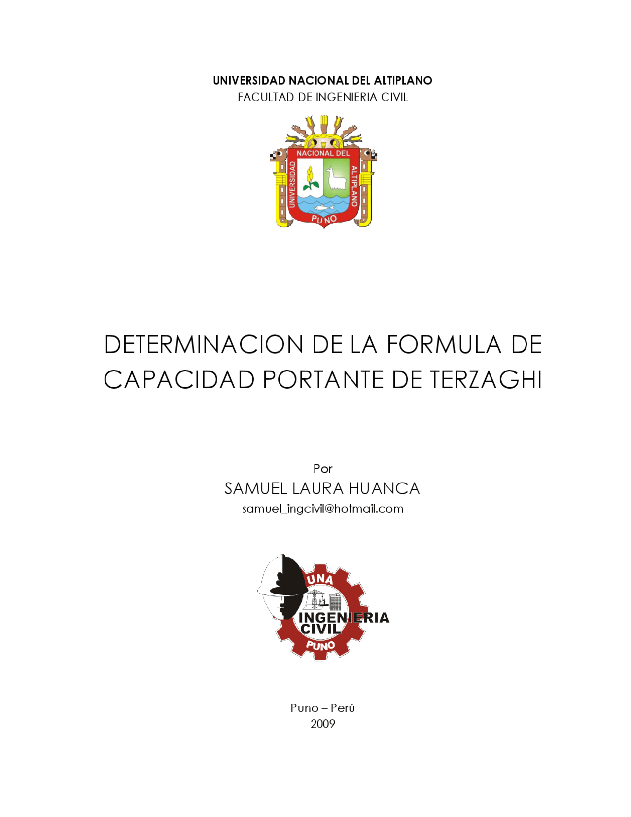 Determinacion de la formula de capacidad de carga de Terzaghi - Samuel ...