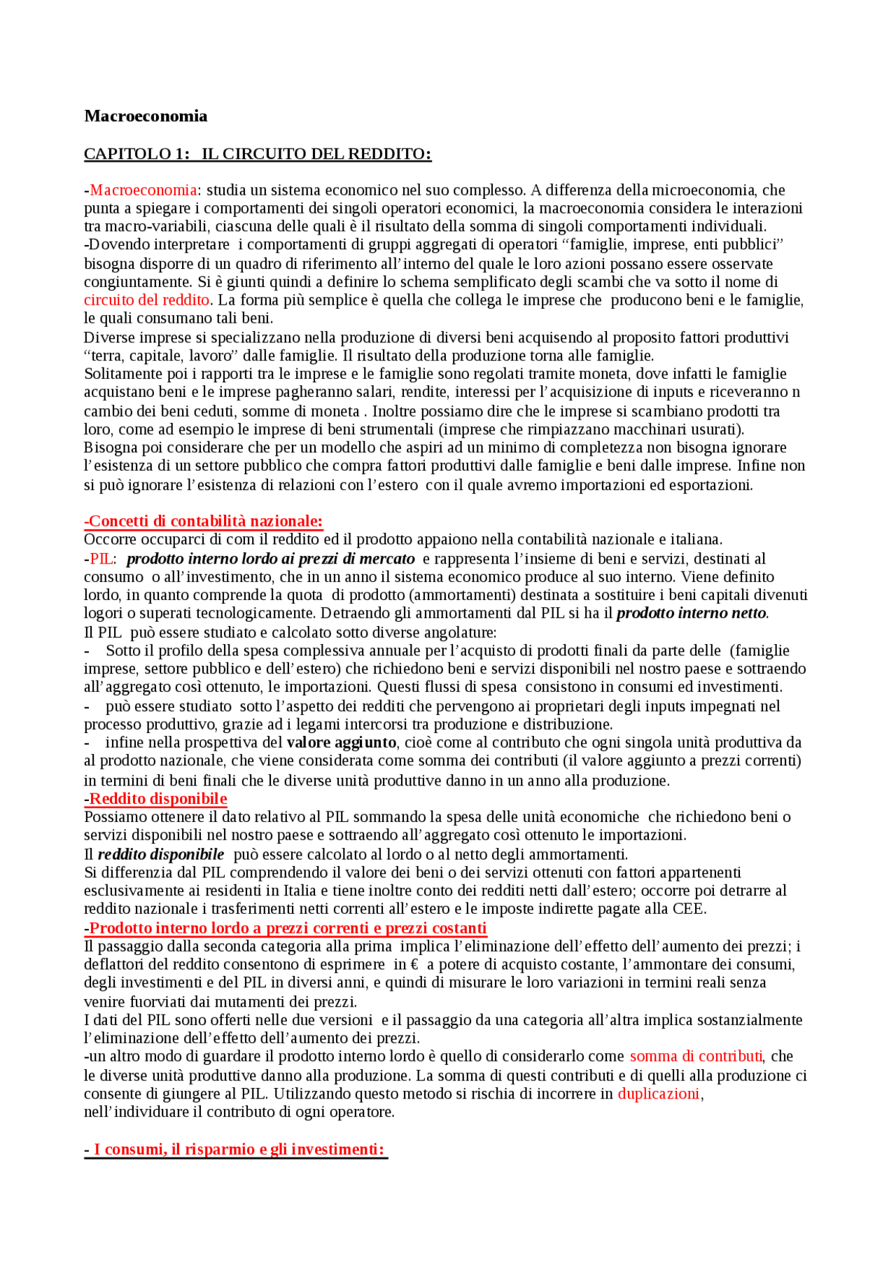 Macroeconomia Docsity
