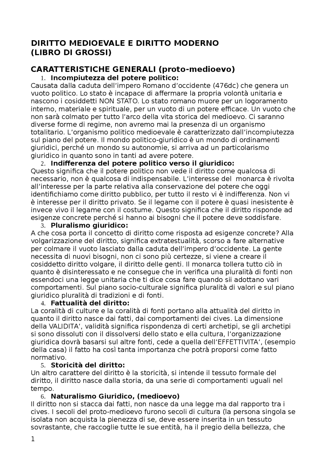 Diritto Medioevale E Diritto Moderno Docsity