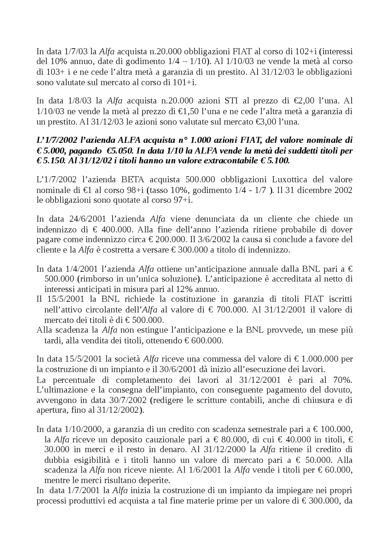 Esercitazione Metodologie E Determinazioni Quantitative Dazienda Docsity