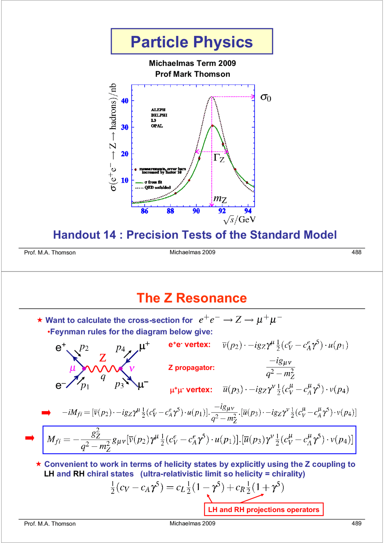 Particle Physics Part Iii Handout 14 2004 Physics Docsity