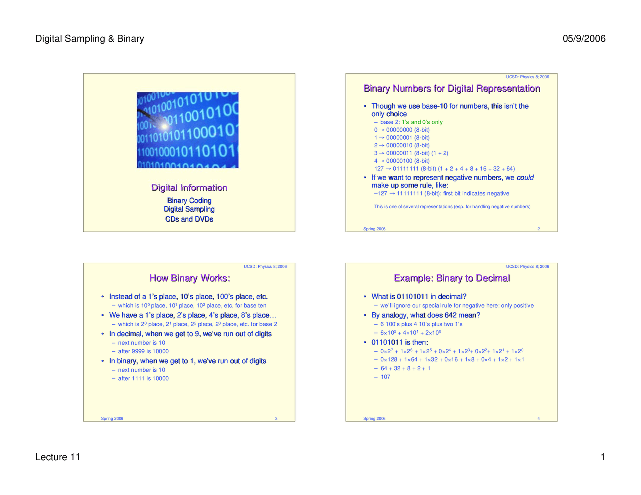 The Physics Of Everyday Life Lecture 11 Digital Spring 2006 Physics