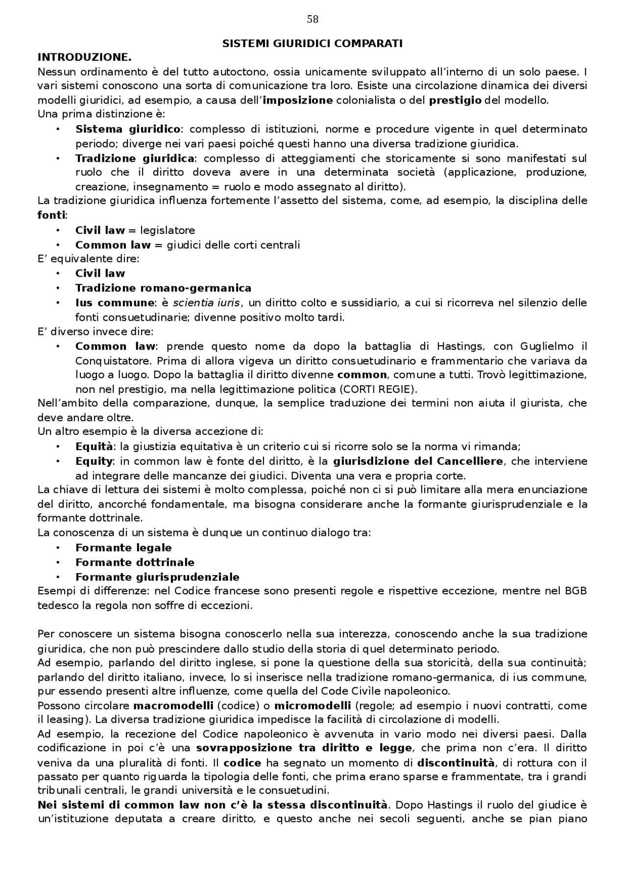Appunti Sistemi Giuridici Comparati Docsity