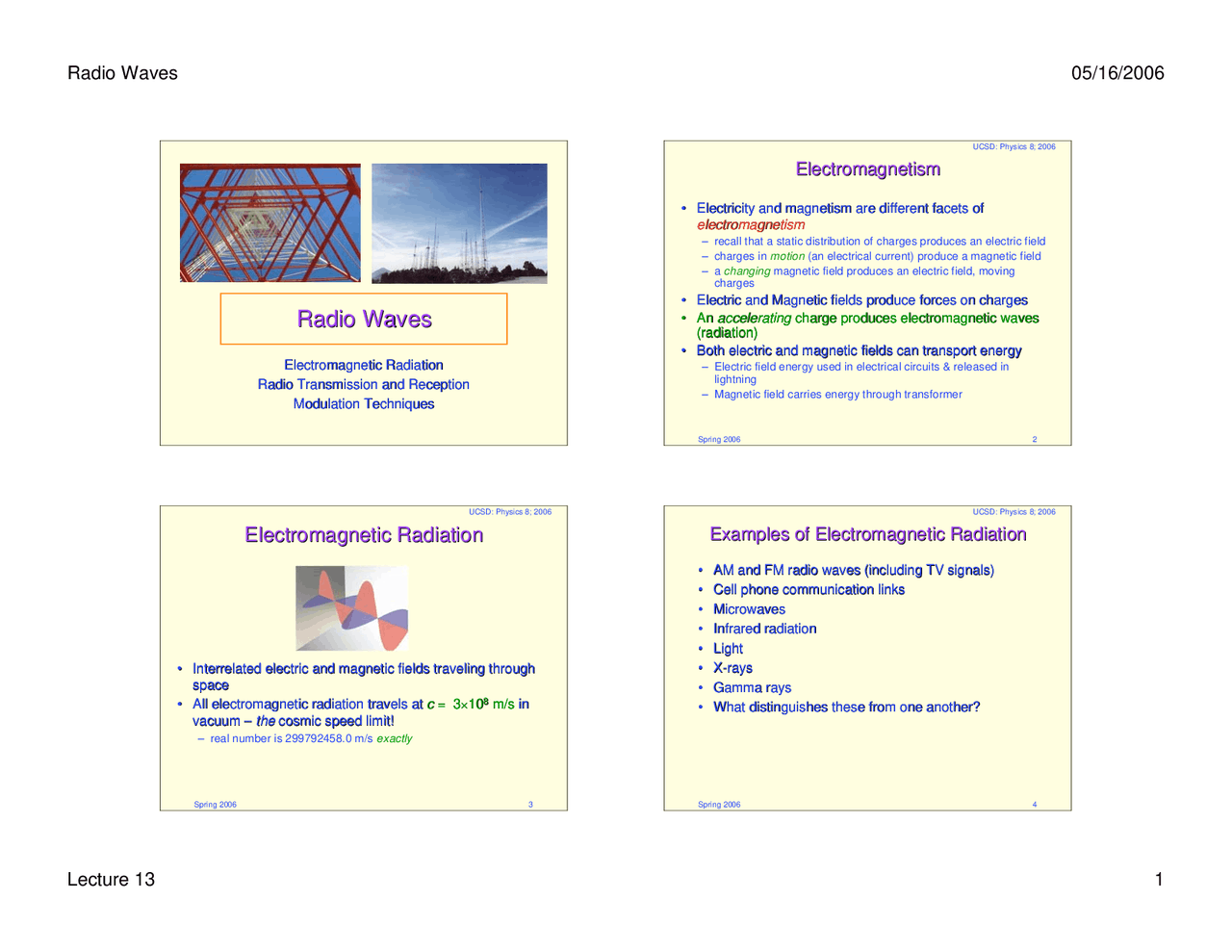 The Physics Of Everyday Life Lecture 13 Radio Spring 2006 Physics Docsity