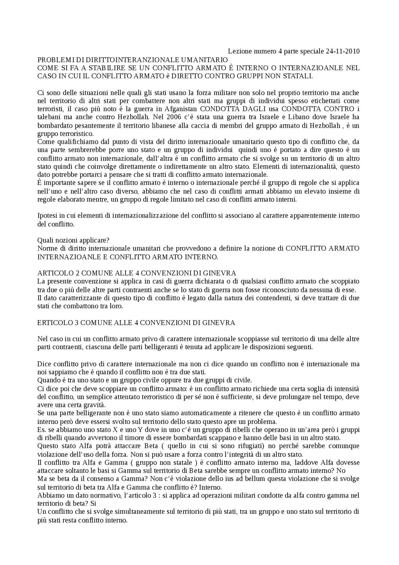 Lezione Sui Conflitti Armati Docsity