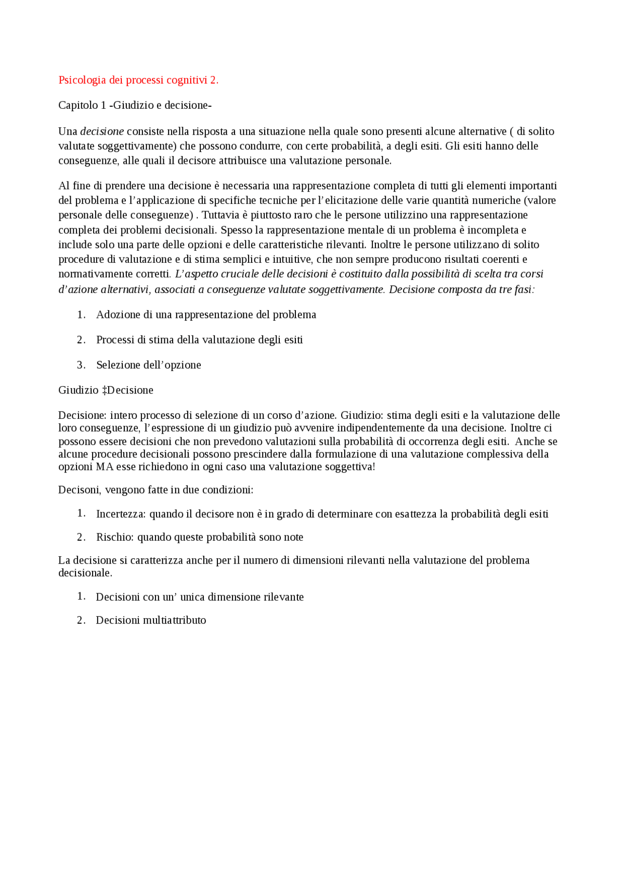 Psicologia Dei Processi Cognitivi 2capitol Docsity