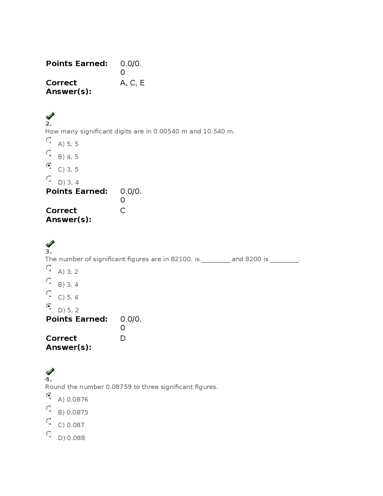 How Many Significant Digits are Round - Quiz 1 with Answer Key | CHEM ...